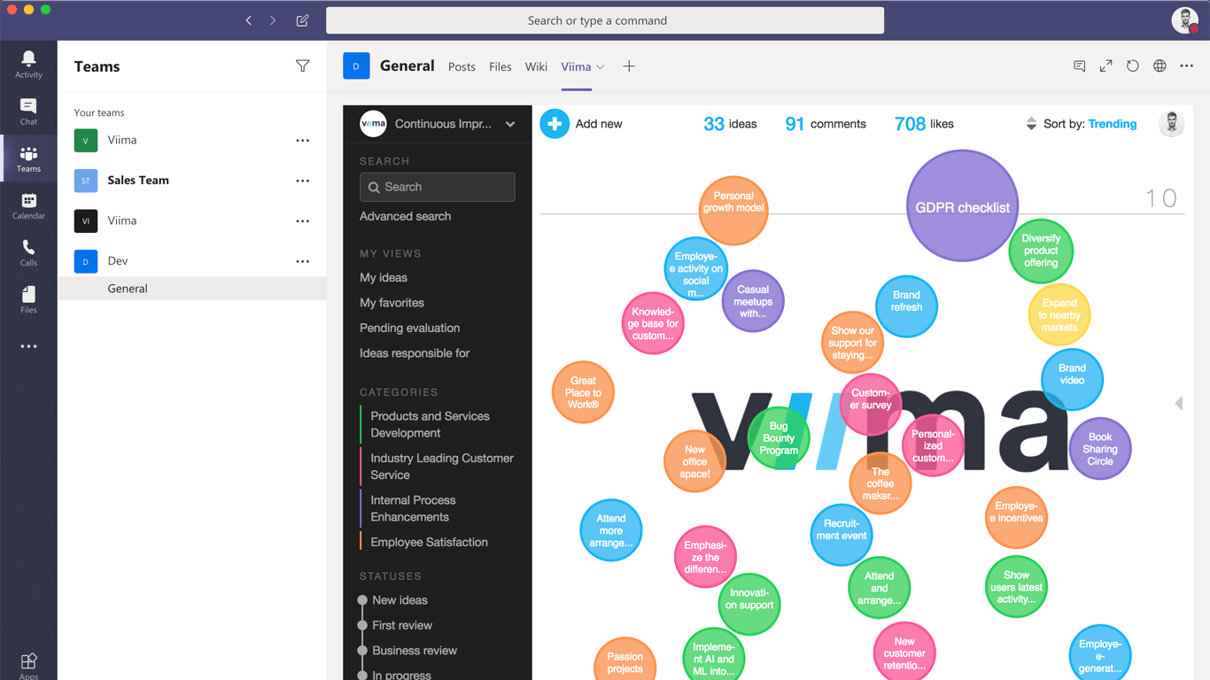 Microsoft Teams Idea Management with Viima